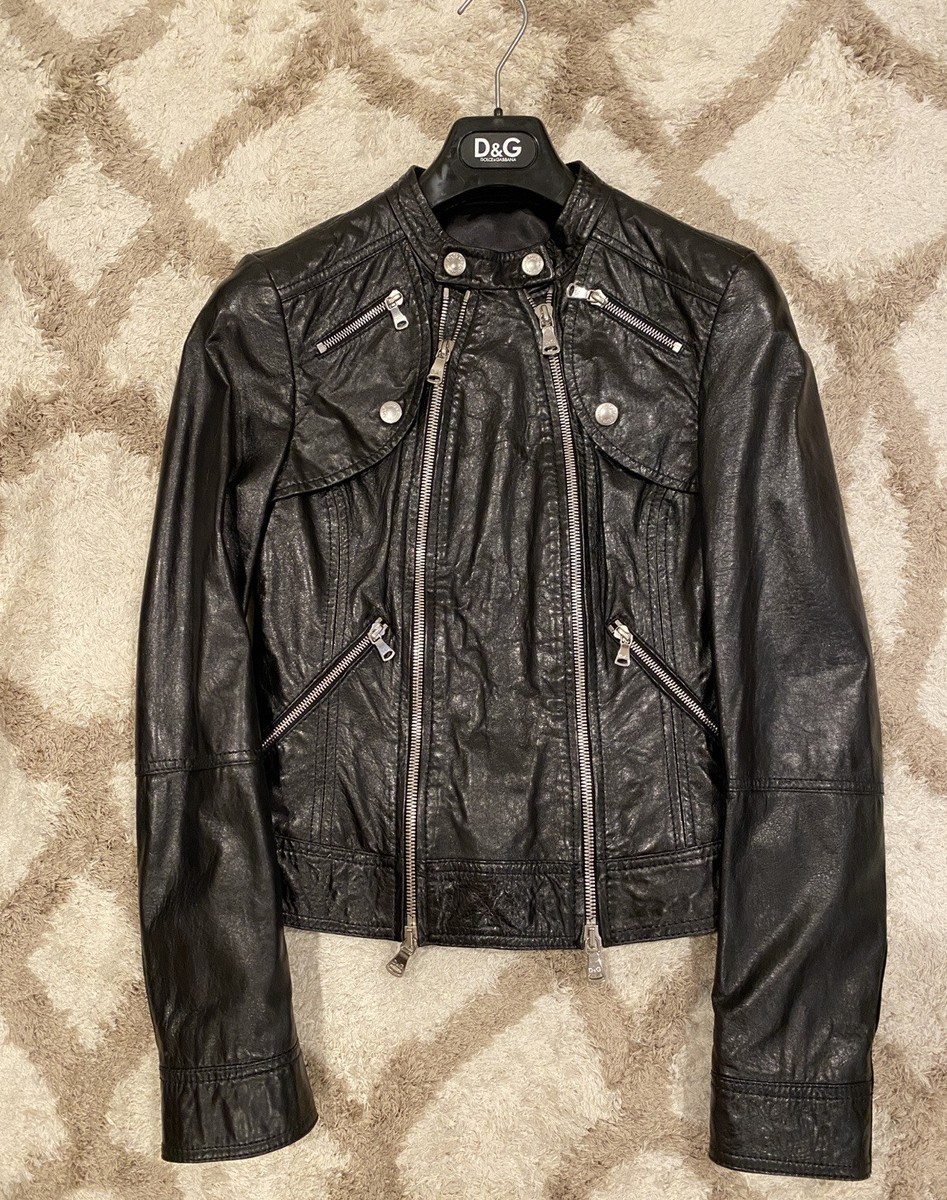 Dolce Gabbana Women Lambskin Leather Biker jacket IT 42 (US Dolce Gabbana Women Lambskin Leather Biker jacket IT 42 (US