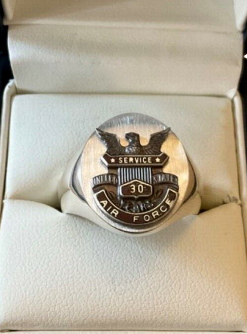 Vintage Men’s Sterling Silver U.S. AIR FORCE 30 Year Service New Signet ...