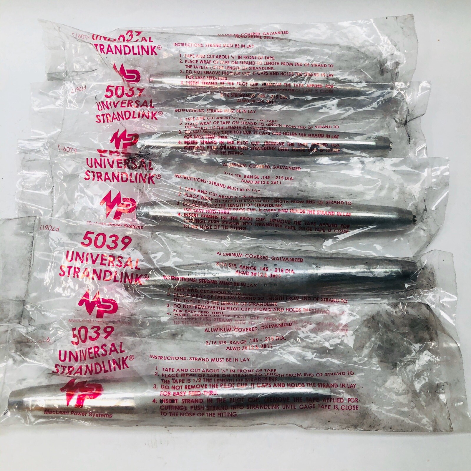 LOT OF 5 MACLEAN 5039 UNIVERSAL STRANDLINK 3/16 STR. RANGE .145 ...