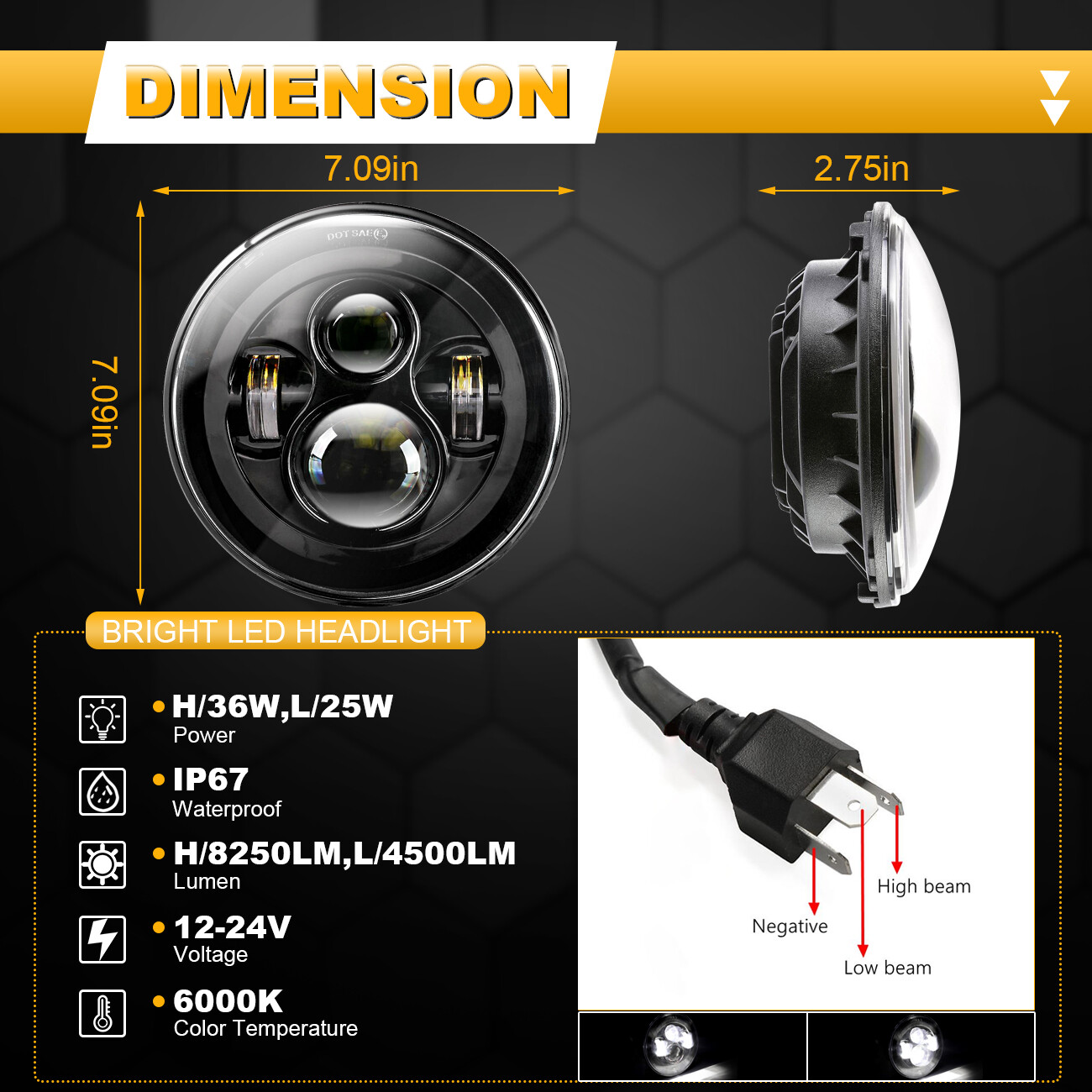 2pcs 7" Inch LED Headlights+Smoked LED Turn Tail Lights For Jeep ...