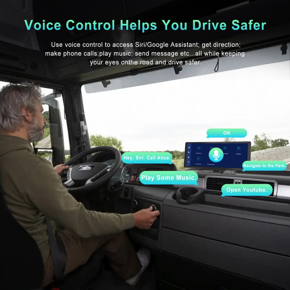 10.26" 2K Car Wireless Apple CarPlay Android Auto FM Touch Screen ...