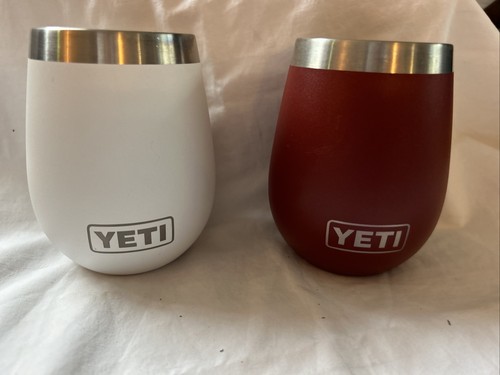 2 Yeti Ramblers 10 oz White & Maroon Stainless Wine Tumblers Set Of 2 ...