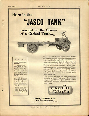 1917 JASCO, Steinmetz & Co JASCO Gas Tank Ad - Garford Truck, Philadelphia, PA | eBay