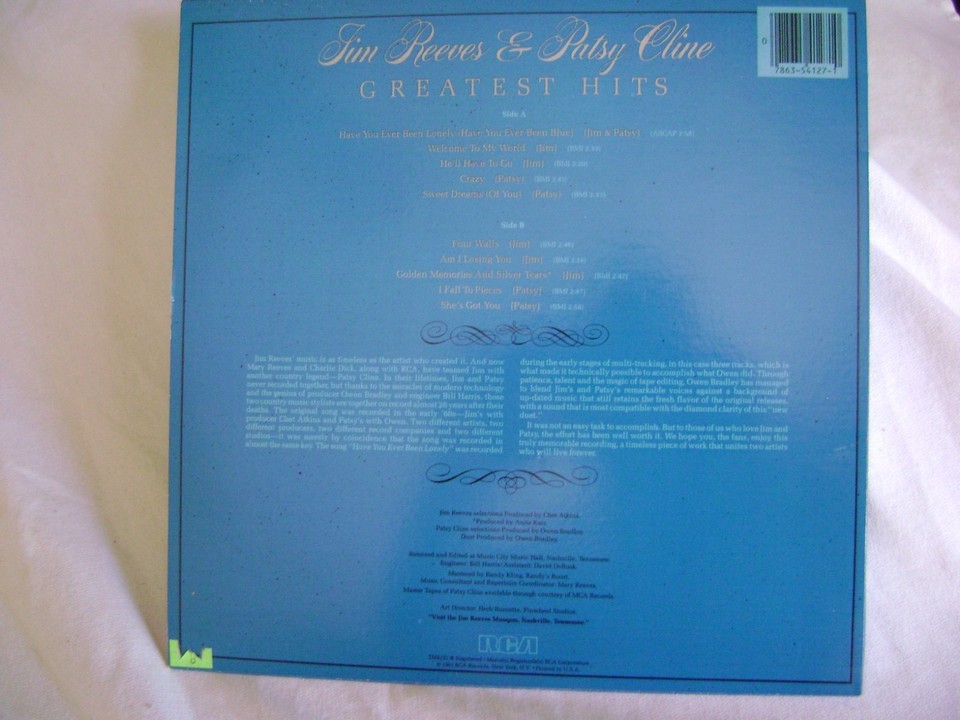 JIM REEVES & PATSY CLINE "GREATEST HITS", RCA VICTOR # AHL1-4127 | eBay