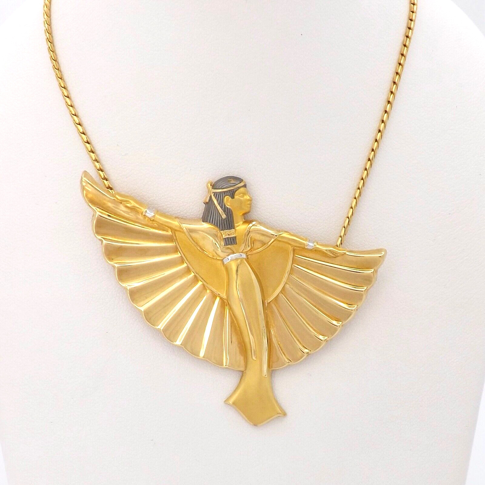18K Gold Egyptian Isis Winged Goddess Slide Charm Pen… - Gem