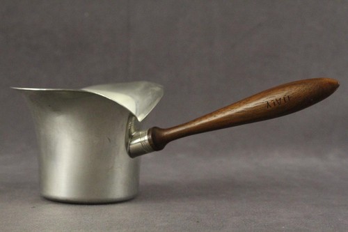Vintage MCM HANLE PEWTER ATC Pipkin Pot Metalware Sauce Pourer Wood ...