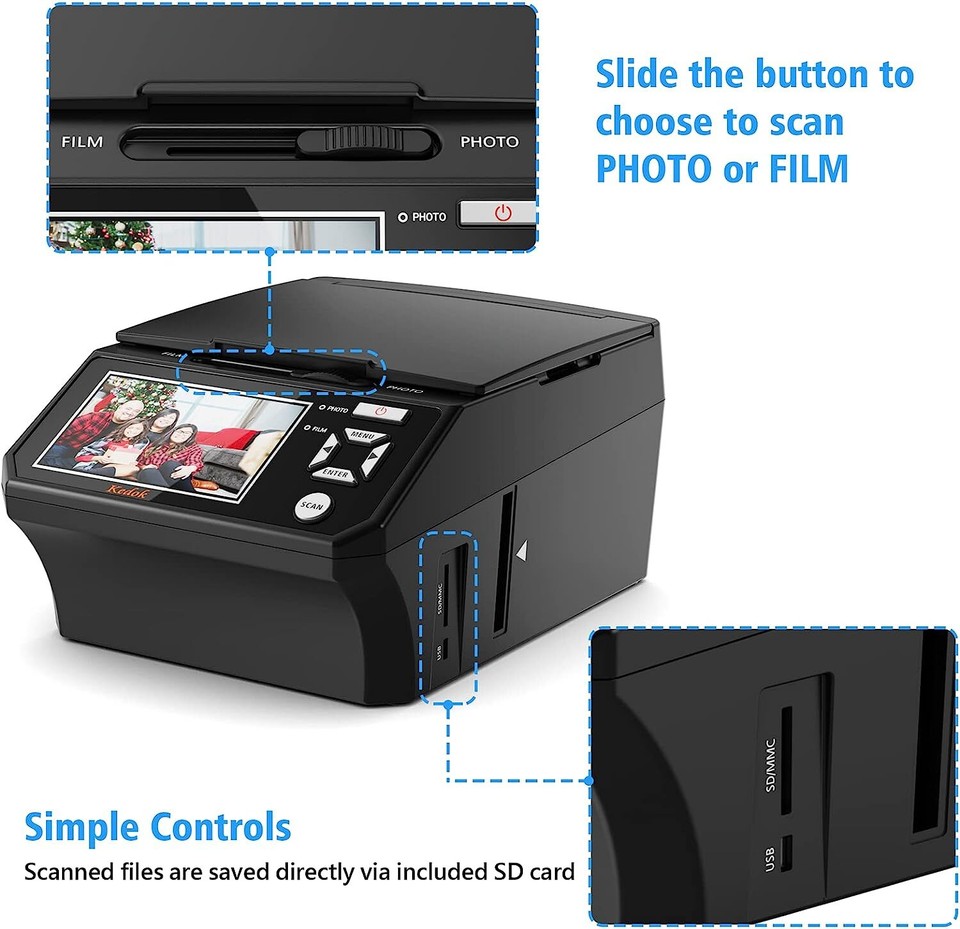 22MP Film&Slide Photo Multi-Function Scanner Convert Film to HD 22MP ...