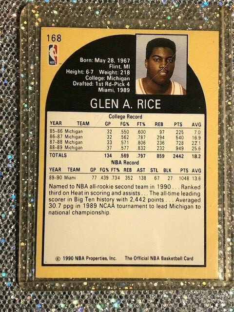 NBA Hoops 1990 #168 Glen Rice ROOKIE card Miami Heat Legend | eBay