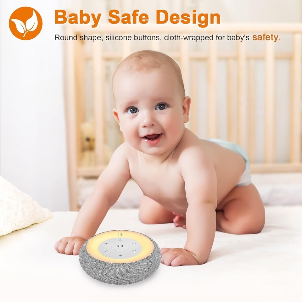 Portable Baby Sound Machine with Night Light, 28 Soothing Sounds with ...