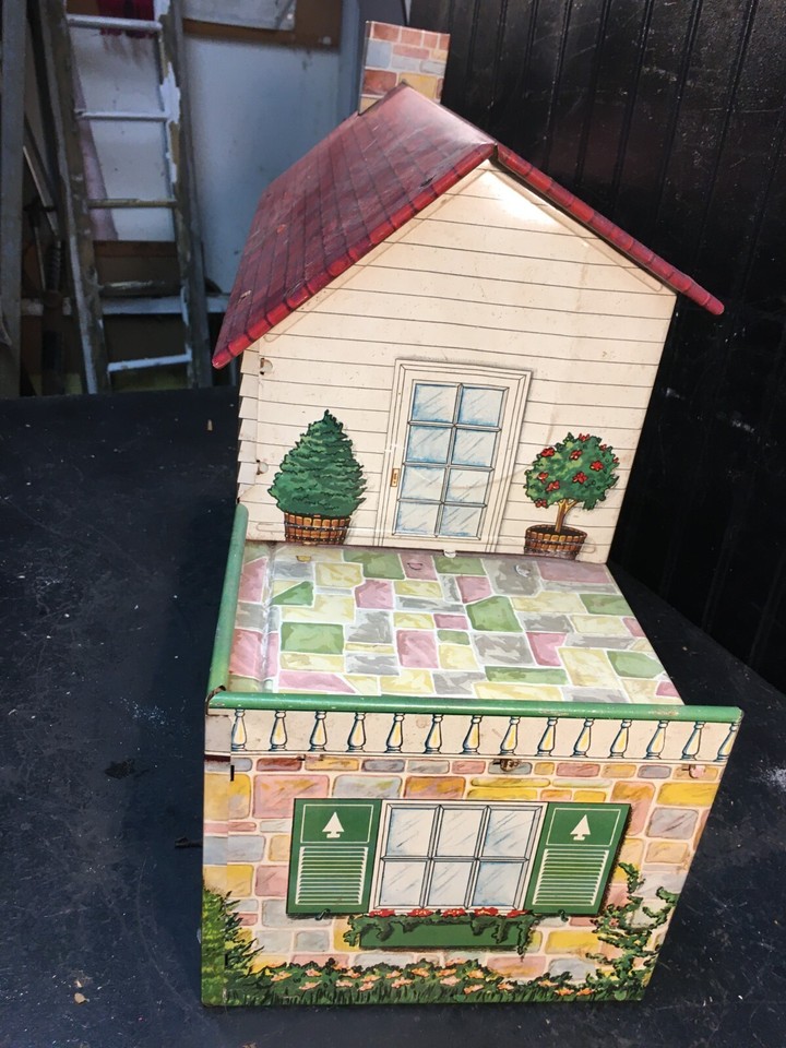 VTG. MARX WALT DISNEY PRODUCTIONS Tin Metal 2-Story Colonial Doll House ...