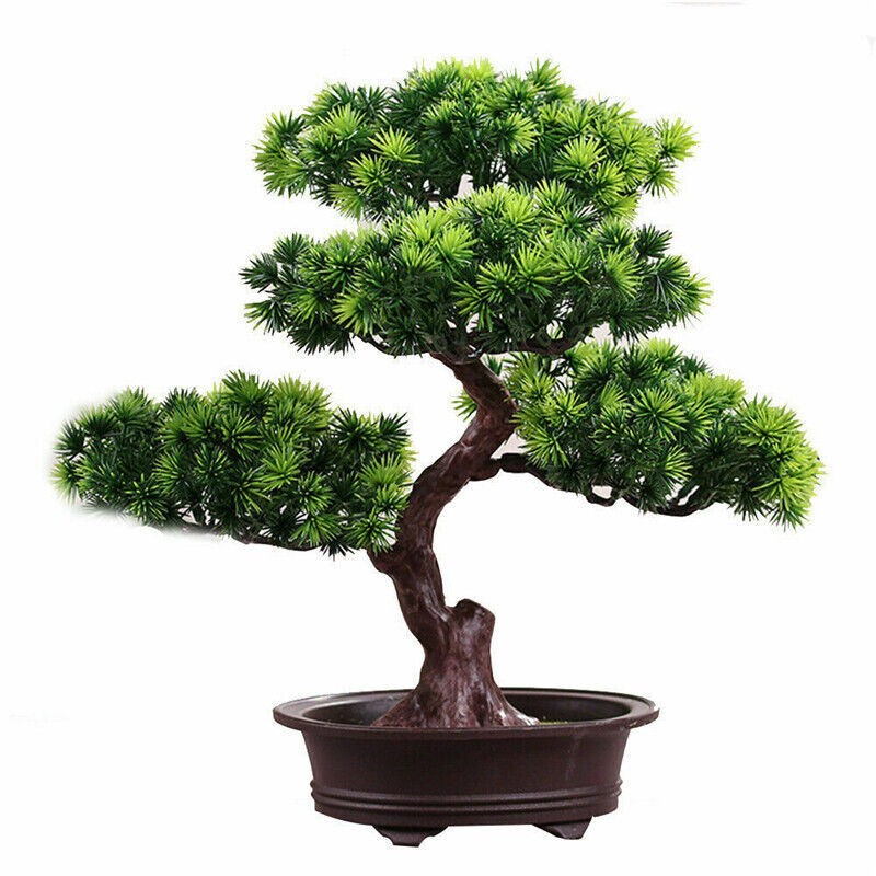 Artificial Fake Green Plant Bonsai Potted Simulation Pine Tree Home ...