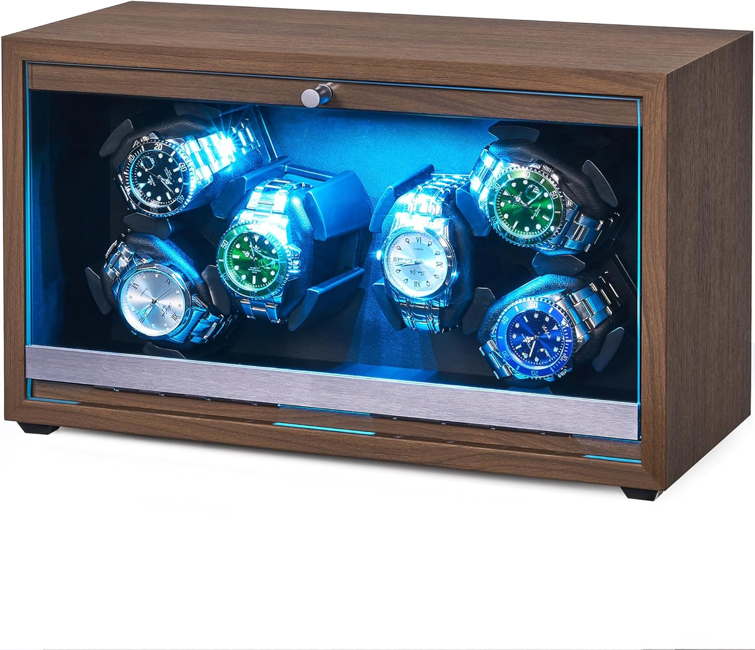 Watch Winder 6 Watch Spinner with LED and Super Quiet Motor Watch ...