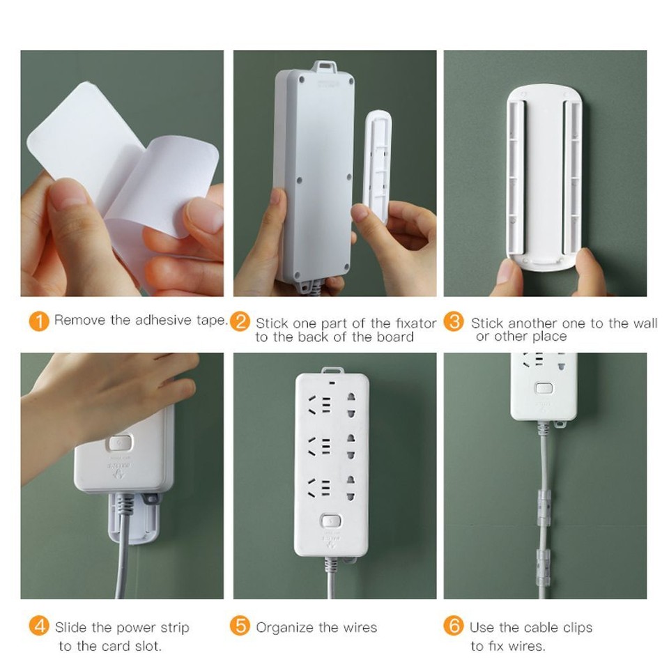 Socket Holder Plug Fixer Sticker Punch-free Wall-Mounted Power Strip ...