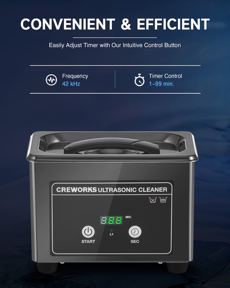 CREWORKS 0.8/1.3/2/3/6/10/15/30L Ultrasonic Cleaner Timer Heater Degas Gentle | eBay UK