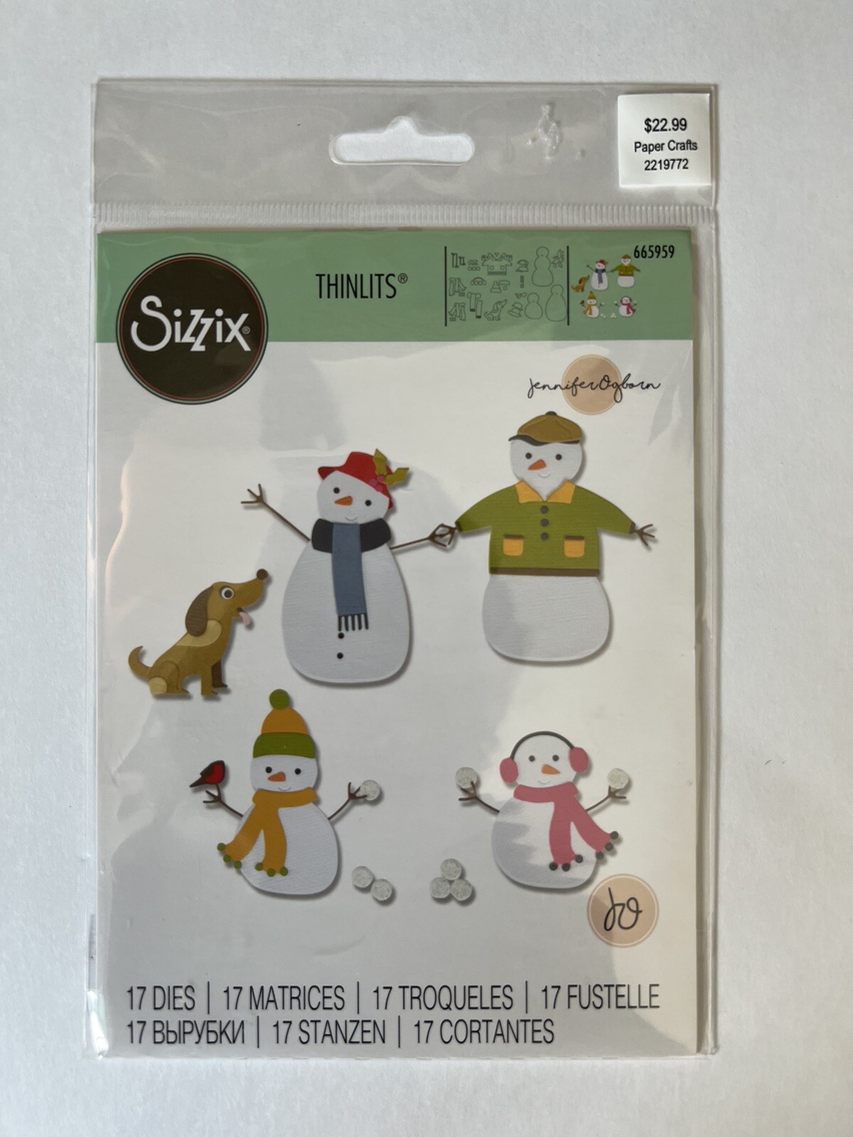 SIZZIX THINLITS 17 DIES SNOW MAN FAMILY DOG SNOWBALLS SNOWMAN 665959 for sale online | eBay