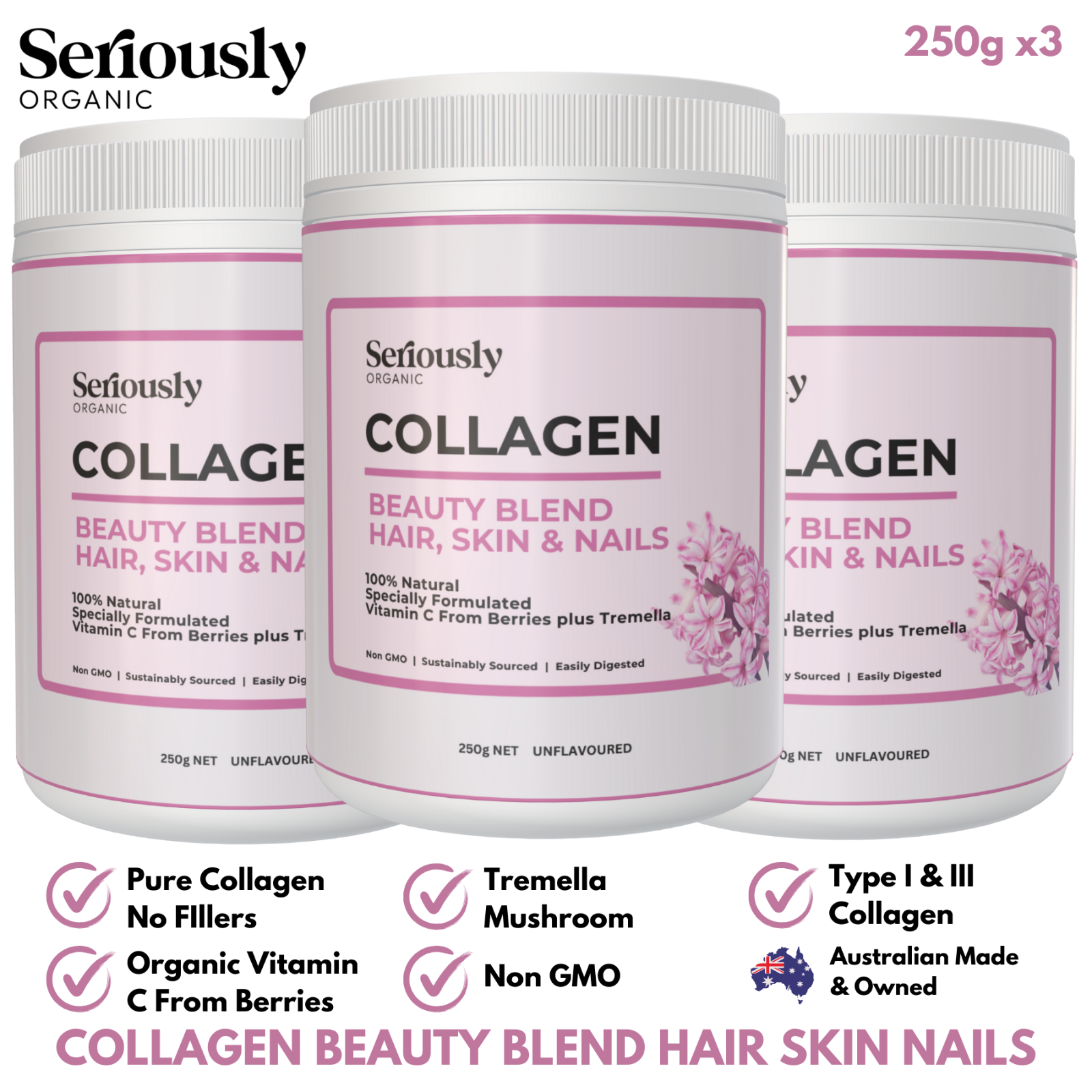 SERIOUSLY ORGANIC BEAUTY COLLAGEN BLEND HAIR SKIN NAILS ORGANIC ...