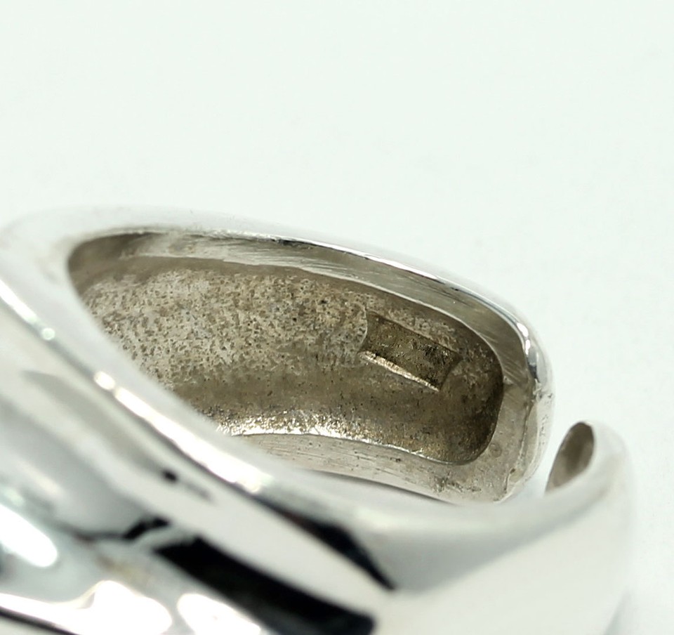 Sterling Silver Recessed Sculpted Wave Open Back Ring Size 6.25 | eBay
