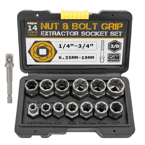 14-Piece Extraction Socket Set Impact Bolt & Nut Remover 3/8 in Drive ...