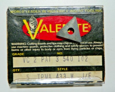 5 PIECES, VALENITE, TPMA 433W VC2 CARBIDE INSERTS, H598 | eBay