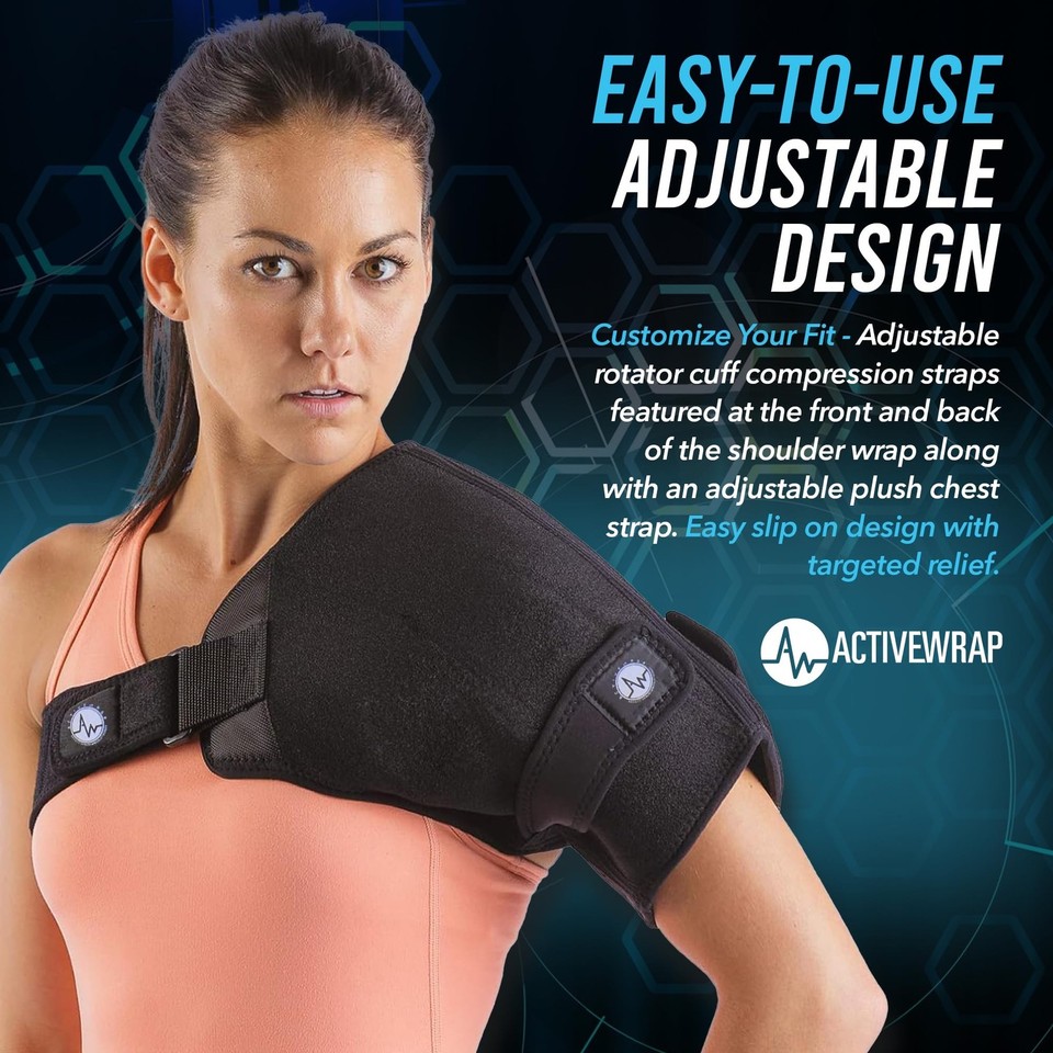 ActiveWrap Shoulder Ice Pack Wrap, With 2 Reusable Heat & Ice Packs for ...