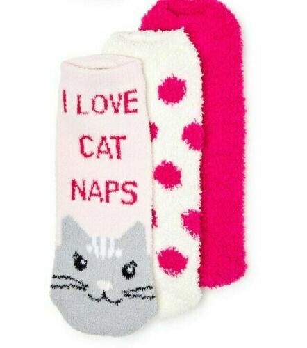Secret Treasures Pack of 3 Low Cut Cozy Fuzzy Socks-Size 4-10-Cat Naps ...