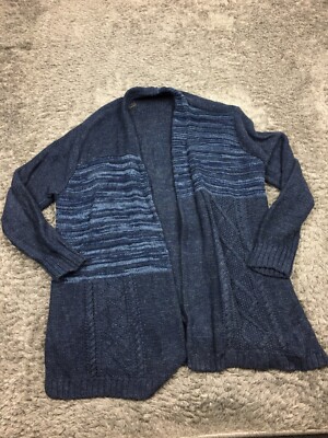 Chaps Cardigan Sweater Womens Size XL Blue Open Front Cotton | eBay