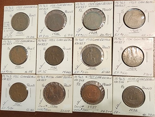 LOT OF 16 GREAT BRITAIN LARGE PENNY'S ASSORTED 1907-1948 | eBay