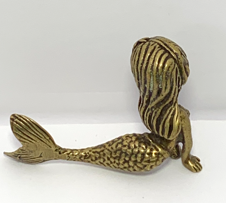 vintage solid brass mermaid statue figurine 2" x 1.5" | eBay