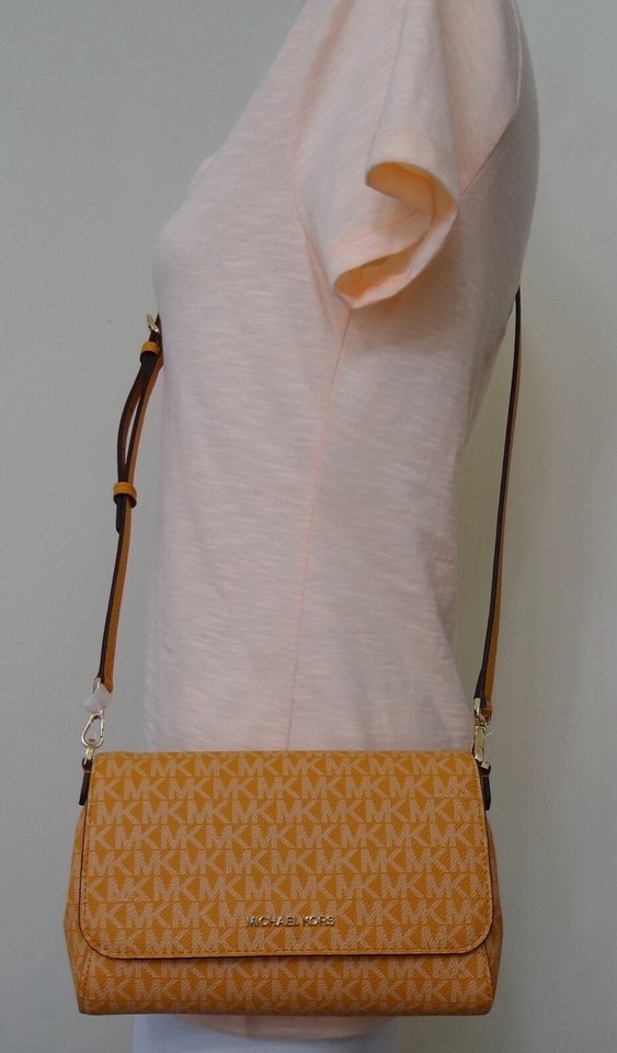 MICHAEL KORS Jet Set Medium MK Logo PVC Convertible Crossbody Pouchette ...