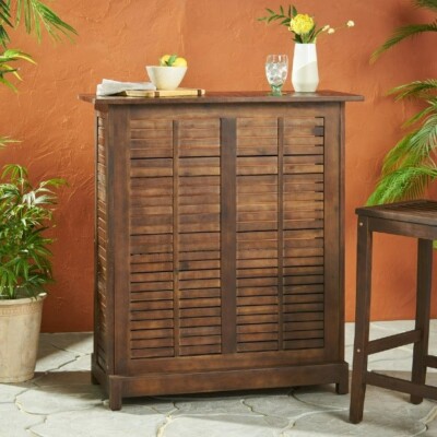 Tiki Bar Out Door In Wood Patio Acacia Furniture Bistro Pool Side Table ...