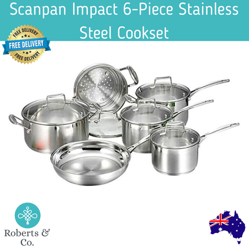Scanpan Impact 6-Piece Stainless Steel Cookset Cookware Set Frypan ...