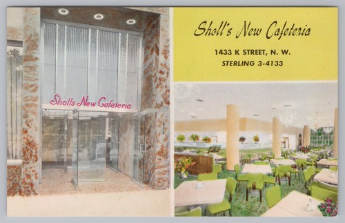 Sholl's New Cafeteria Restaurant Washington DC Postcard | eBay UK