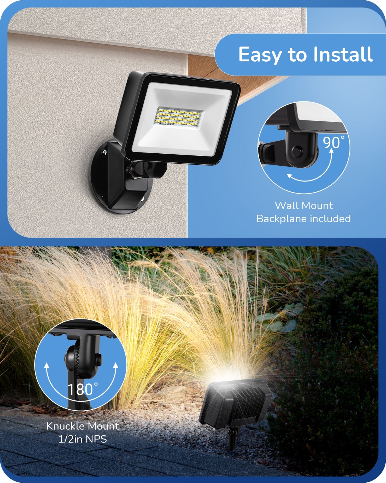 EDISHINE 46W Outdoor LED Flood Light IP65 Waterproof 5000K 6800LM ...