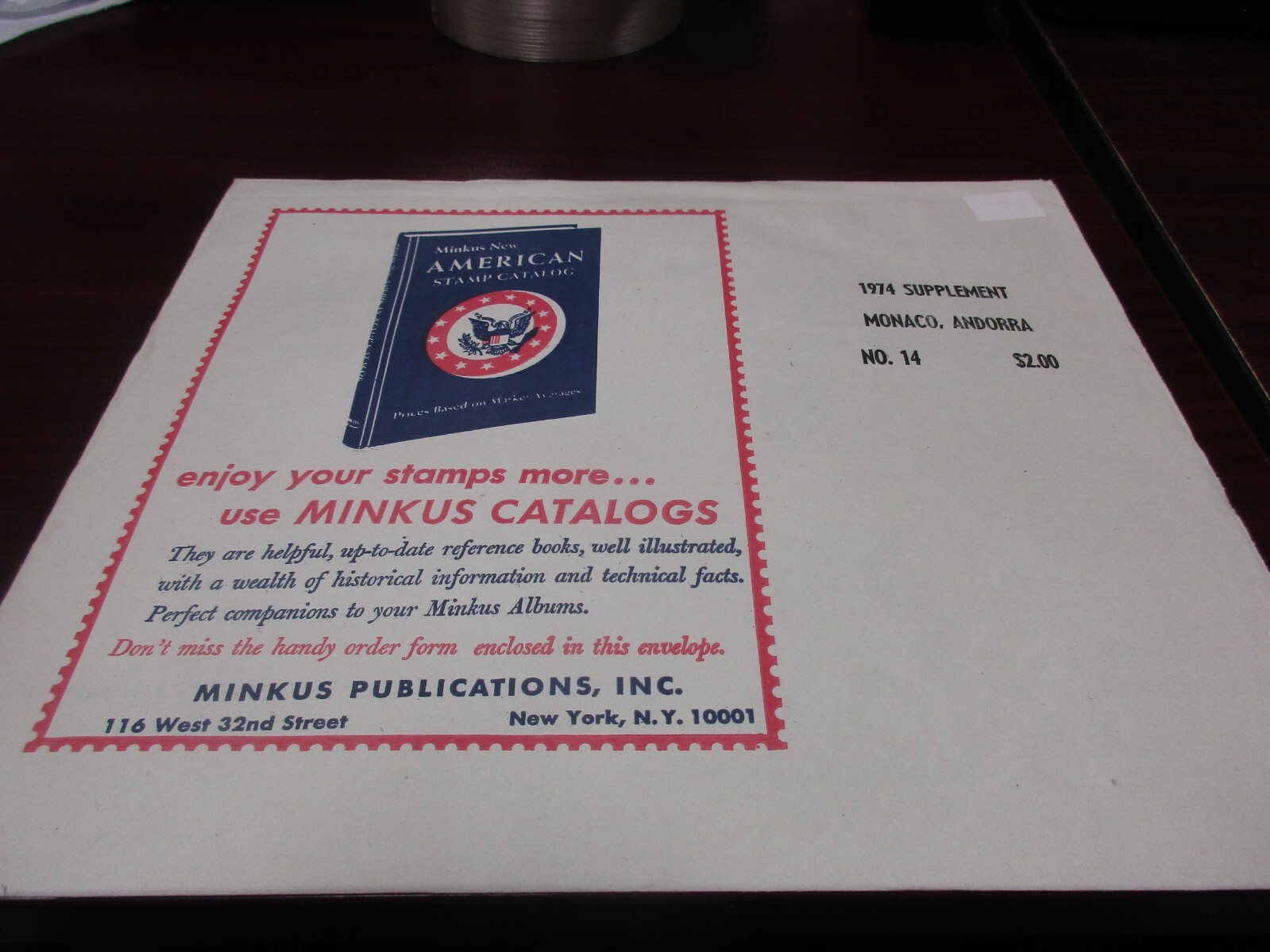 "MINKUS" STAMP ALBUM 1974 SUPPLEMENT MONACO ANDORRA #14 W/FREE SHIPPING ...