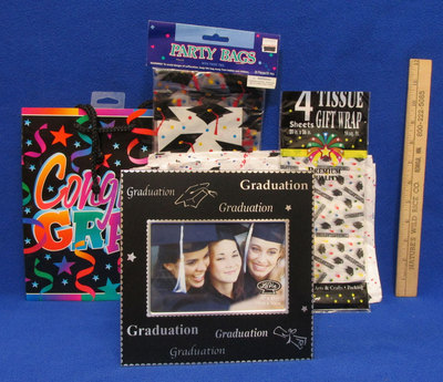Graduation Party Lot Picture Frame Tissue Paper Gift Bag Cellophane ...