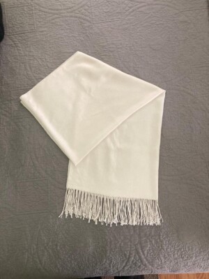 Ivory Long Fringe Scarf | eBay