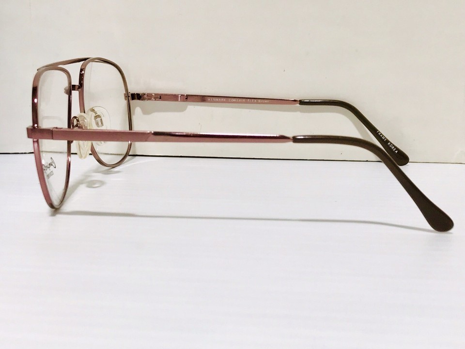 KENMARK FLEX 55mm SQUARE BROWN METAL MEN'S EYEGLASSES OPHTHALMIC FRAME ...