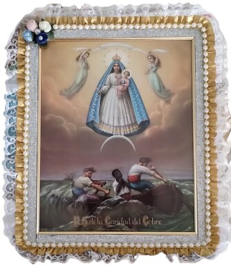 Virgen Caridad Del Cobre Our Lady Of Charity Frame Handmade Decor 8" W ...