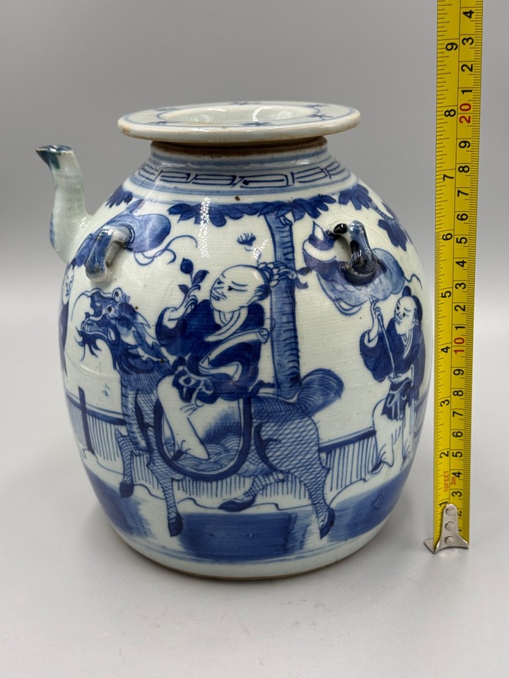 Antique 19th c. Chinese Qing Blue and White "Qilin Sends a Son" Teapot ...