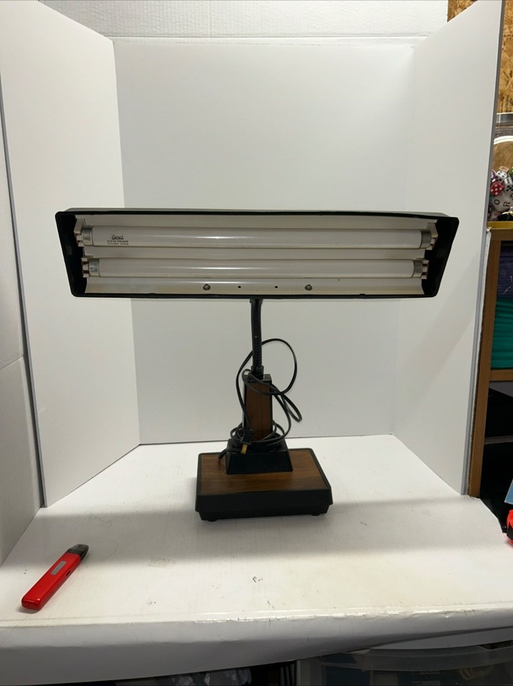 Vintage Electrix Gooseneck Dual Bulb Florescent Portable Desk Lamp 19 ...