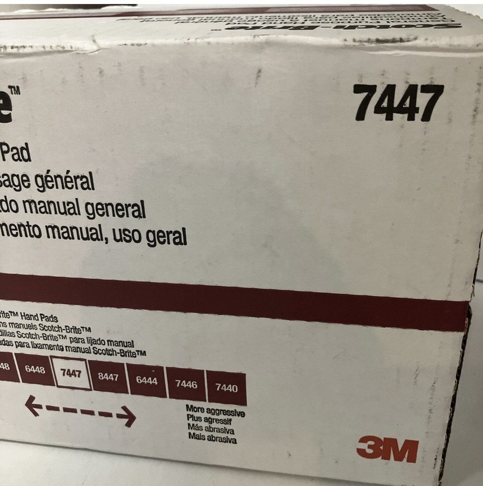 3M 7447 SCOTCH BRITE MAROON ABRASIVE HAND PADS BOX OF 20 NEW IN BOX | eBay