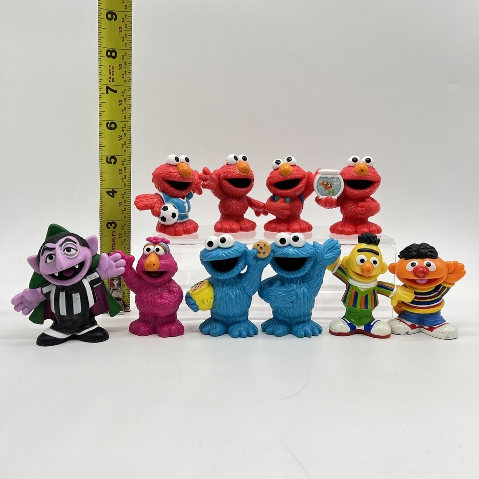 Sesame Street Figure Toy Lot Of 10 Count Elmo Burt Ernie Cookie PVC ...