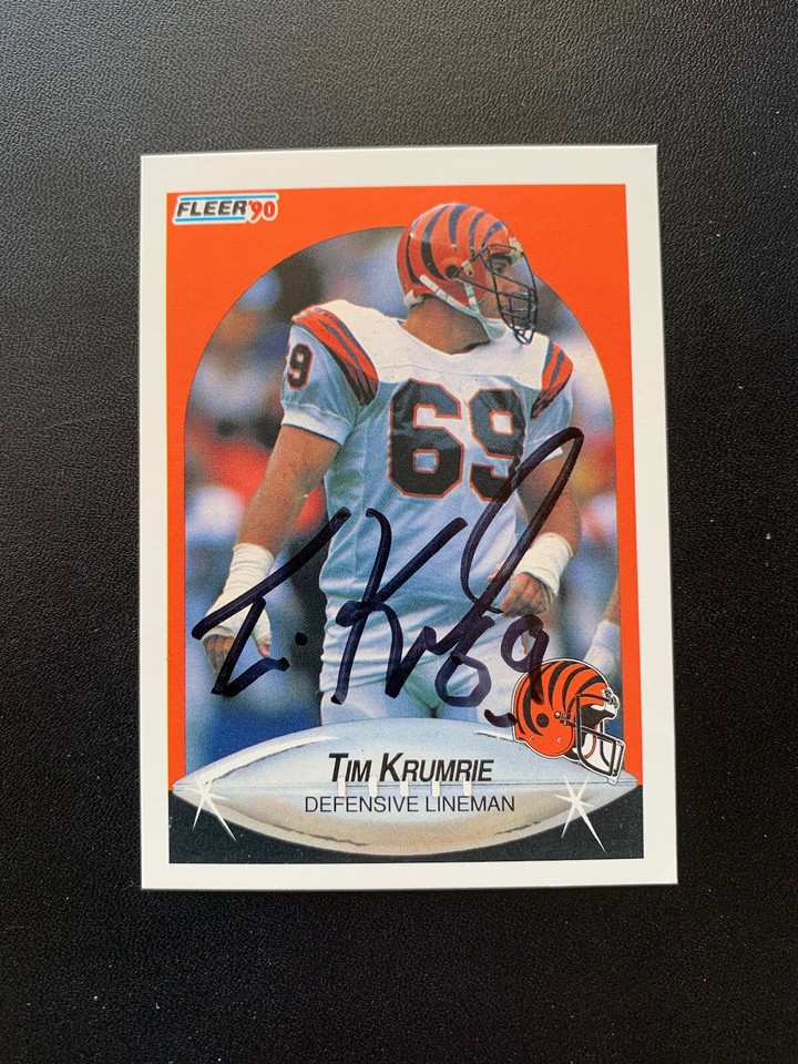 Tim Krumrie Signed 1990 Fleer #218 Card Cincinnati Bengals Autograph ...