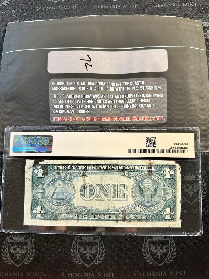 Vault box PMG Red Core Grade A $1 Silver Cert. from SS Andrea Shipwreck 1956 | eBay