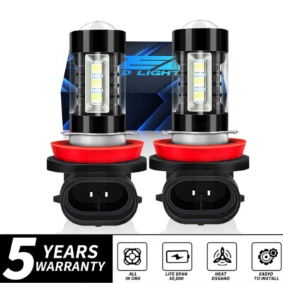 LED Fog Light Bulbs H8 H16 H11 Fog Light Bulb White 6500K High Power DRL Lamps | eBay