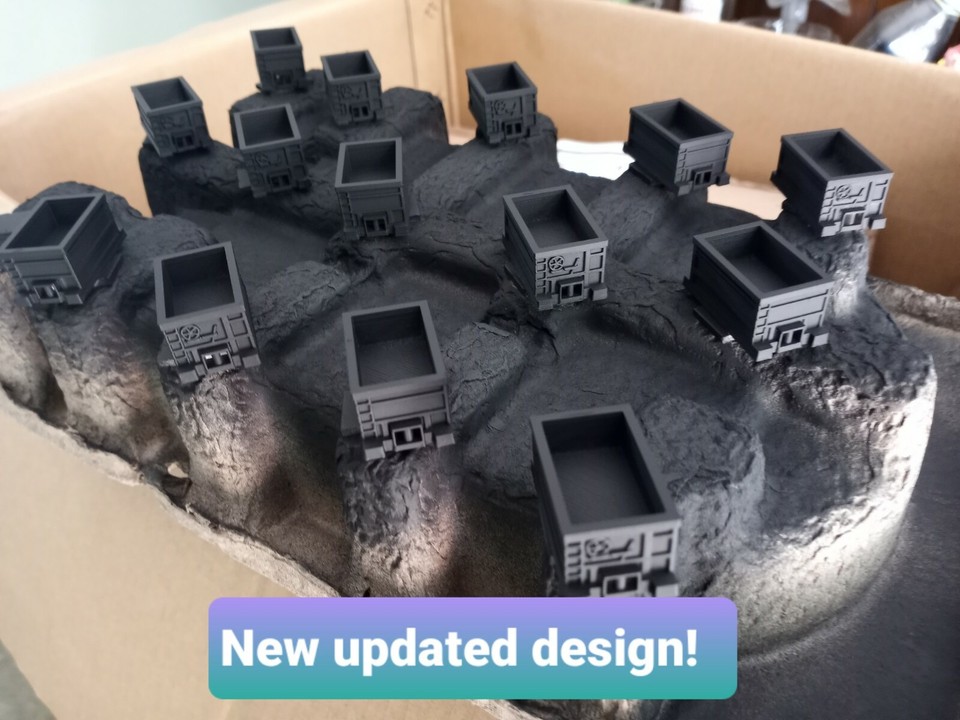 1 Set of 8 Linked N Scale Coal Ore Mining Wagon Hopper Cars Hand ...