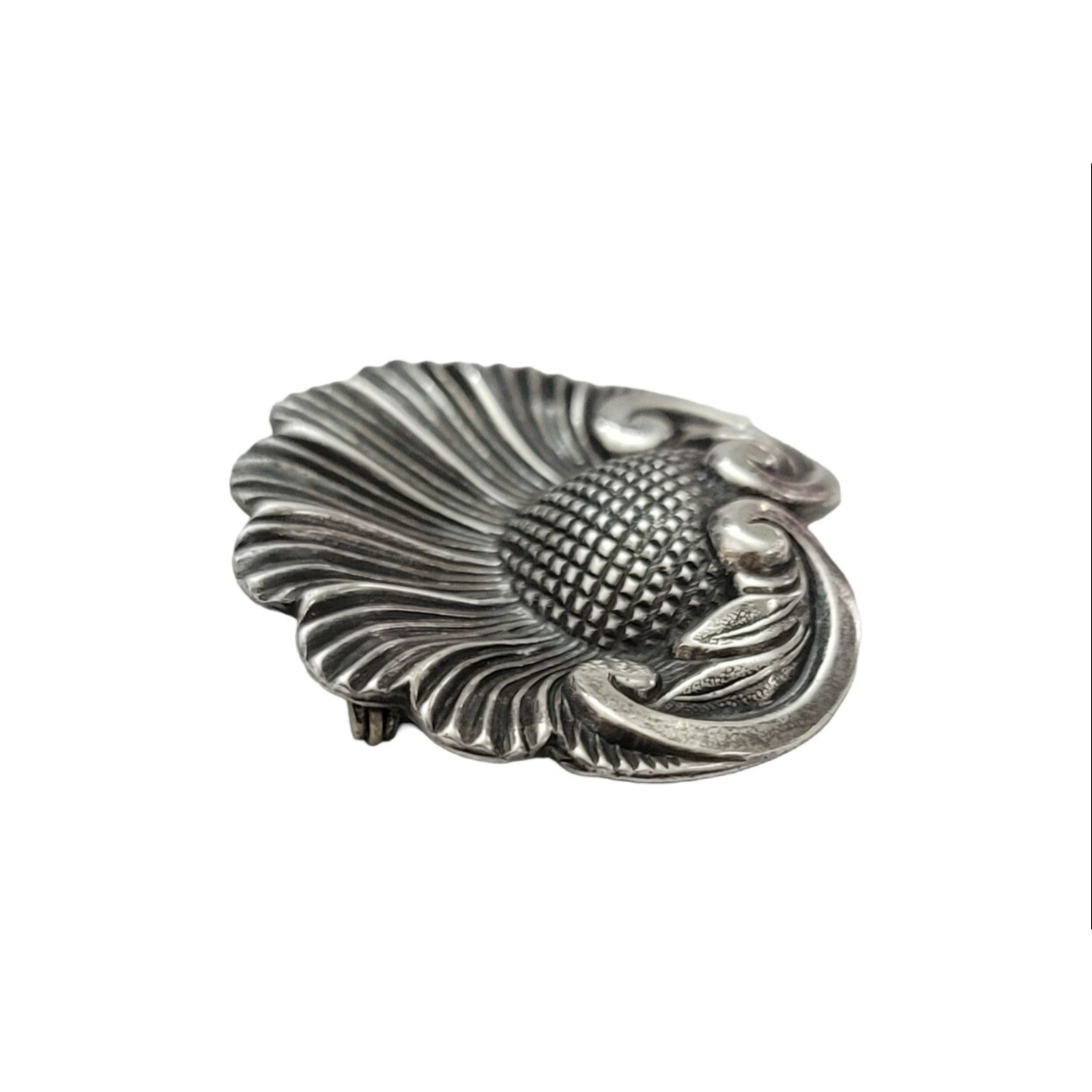 Sterling Silver Jewel Art Clam Shell Feather Brooch, … - Gem