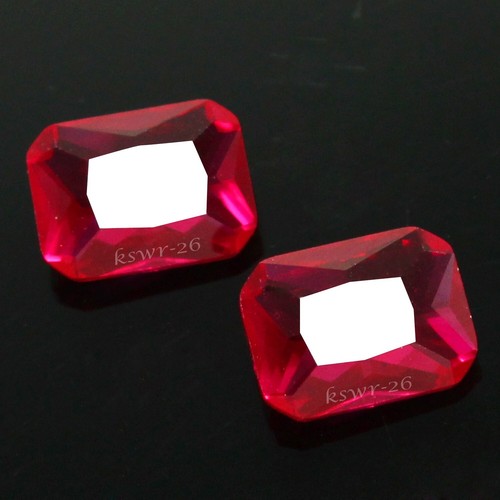 Natural Certified Myanmar Pigeon Blood Red Ruby 6x4 MM Emerald Cut Pair ...
