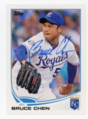 SIGNED BASEBALL CARD AUTO TOPPS 2013 KANSAS CITY ROYALS BRUCE CHEN #641 ...
