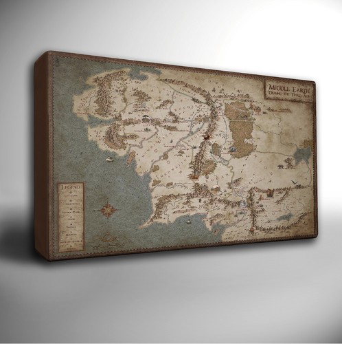 Middle Earth Map Poster lotr - Lord Of The Rings GICLEE CANVAS Wall Art ...